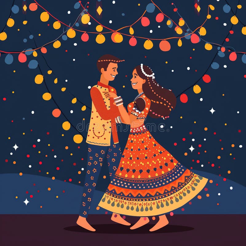 Dandiya Dance at Night Time at the Event of Navratri. Generative Ai ...