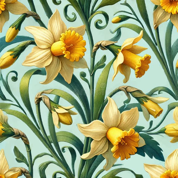 Dandy Daffodils Spring Print Design in Vector Stock Vector ...
