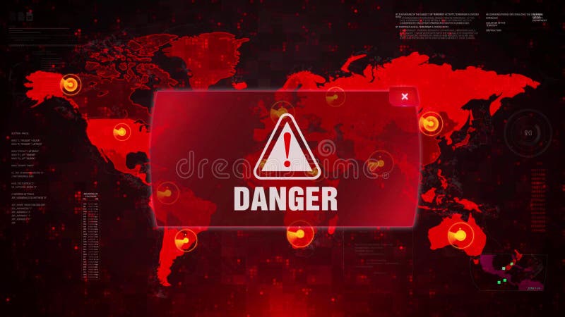 Danger Alert Alert Warning Attack on Screen World Map. Stock Footage ...
