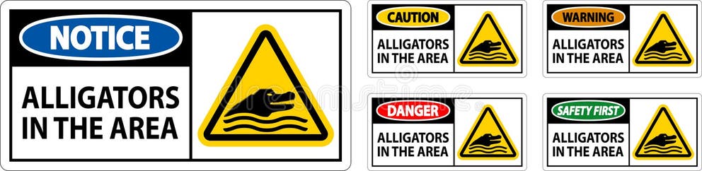 Danger Alligators in the Area Sign Stock Vector - Illustration of ...