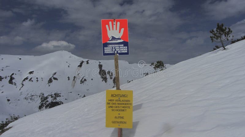 Danger of Avalanches Warning Sign Stock Image - Image of snow, damage ...