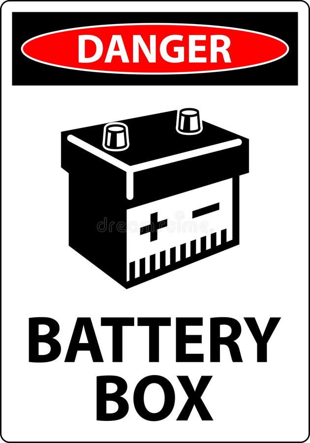 Danger Battery Box with Icon Sign on White Background Stock Vector ...