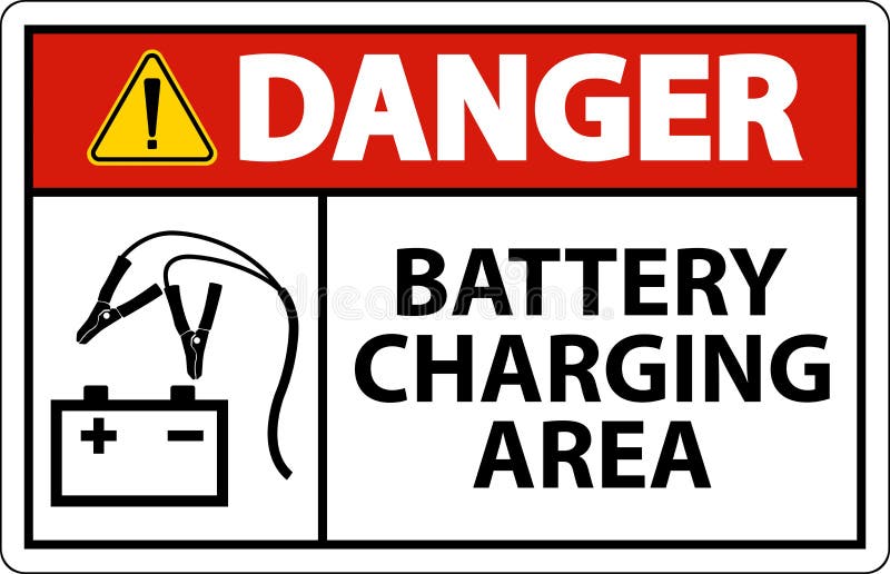 Danger Battery Charging Area Sign on White Background Stock Vector ...