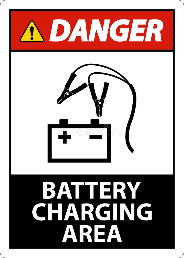 Danger Battery Charging Area Sign on White Background Stock Vector ...