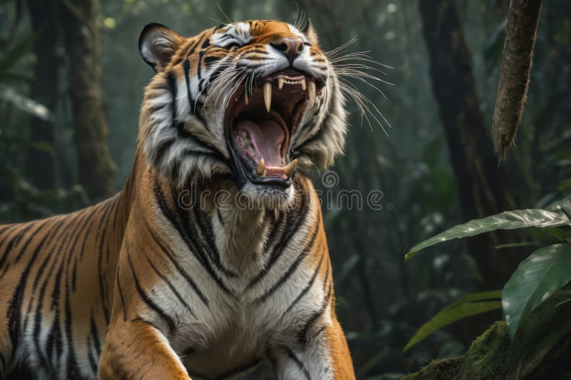 Danger Bengal tiger. stock illustration. Illustration of safari - 290601669