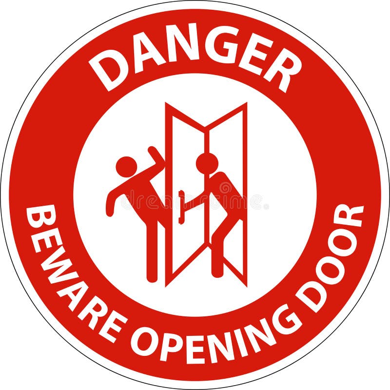 Danger Beware Opening Door Sign on White Background Stock Vector ...
