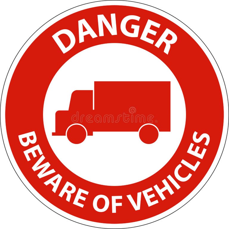 Danger Beware of Vehicles Sign on White Background Stock Vector ...