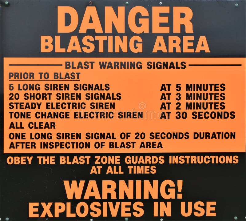 Danger, Blasting Area, Keep Away Text, Hazard Risk Zone Caution Warning ...