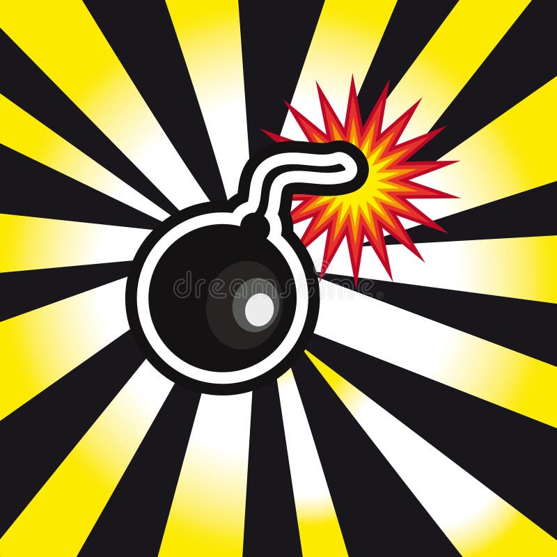 Danger Bomb Explosion in Yellow and Black Background Stock Illustration ...