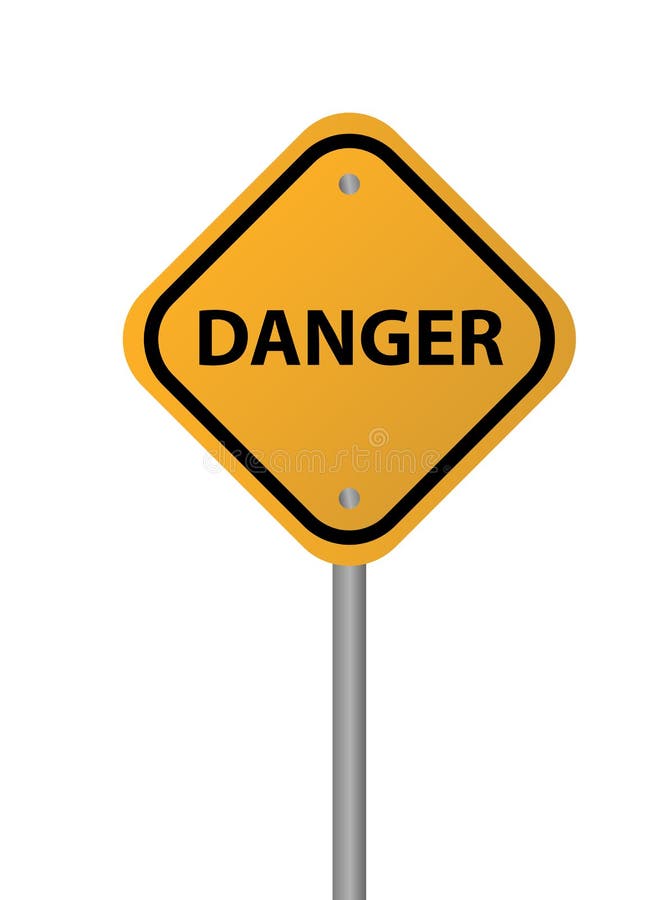 Danger Bright Orange Road Sign, Vector Illustration Stock Vector ...