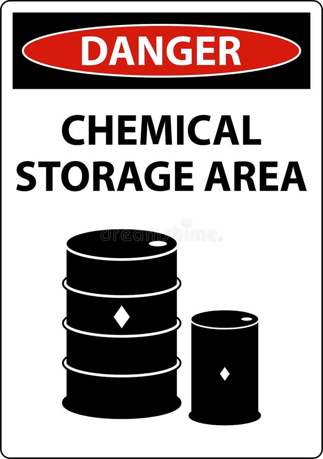 Danger Chemical Storage Area Sign on White Background Stock Vector ...