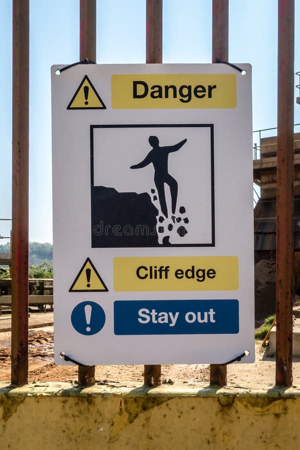 Beware of Cliff Edge Sign stock photo. Image of ocean - 18866112