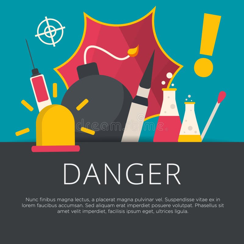 Danger Concept in Flat Design. Stock Vector - Illustration of explode ...