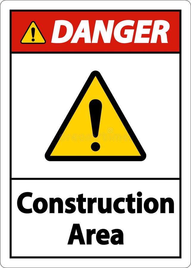 Danger Construction Area Symbol Sign on White Background Stock Vector ...