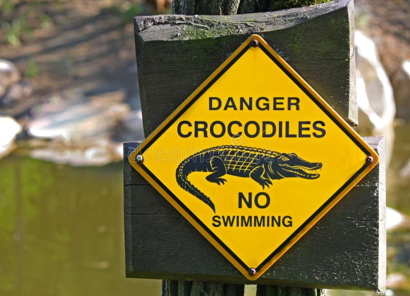Danger crocodiles sign stock photo. Image of notice, prohibition - 29690224