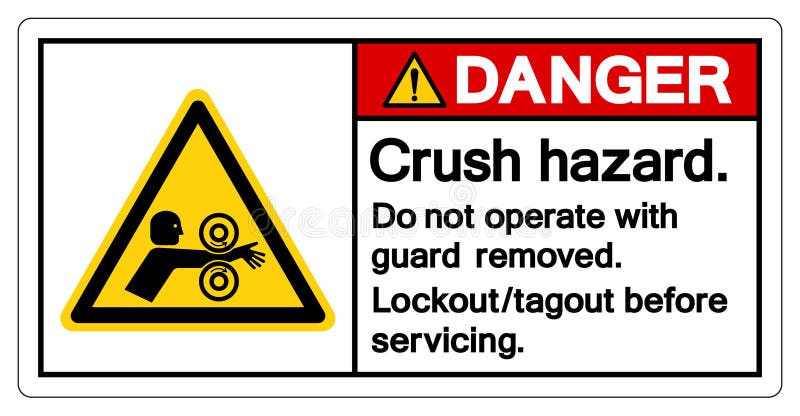 Danger Crush Hazard Do Not Operate with Guard Removed Symbol Sign ...