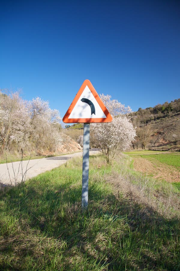 Danger curve road sign stock image. Image of safety, dangerous - 38364025