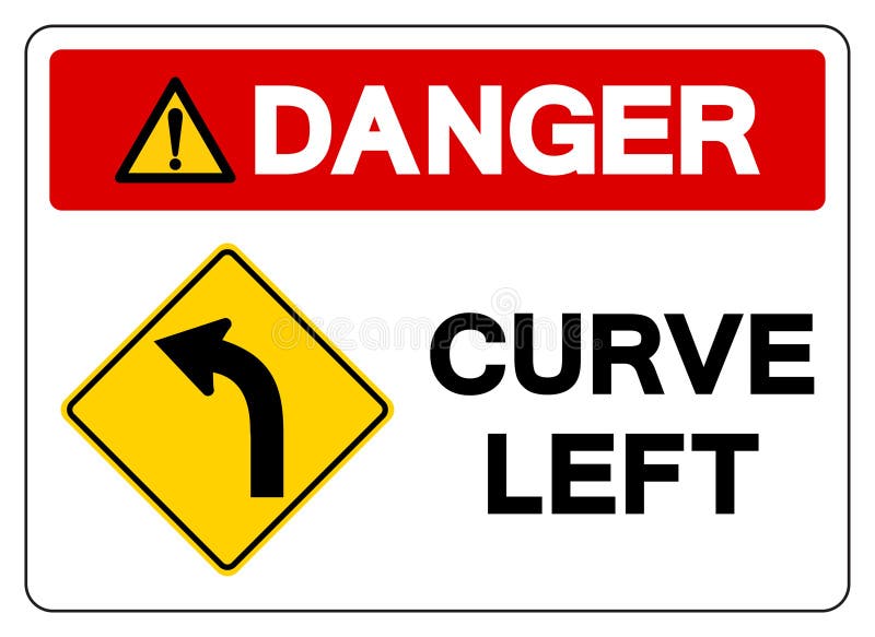 Curved Left and Curved Right Traffic Road Sign, Vector Illustration ...