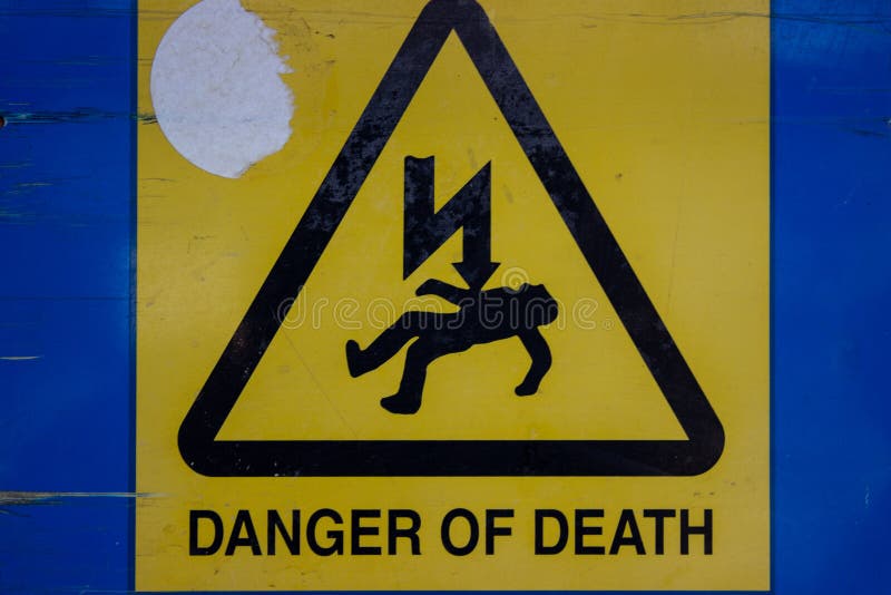 Danger of Death Sign with Man Struck by Lightning Editorial Photo ...