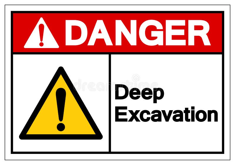 Danger Deep Excavation Symbol Sign, Vector Illustration, Isolate on ...