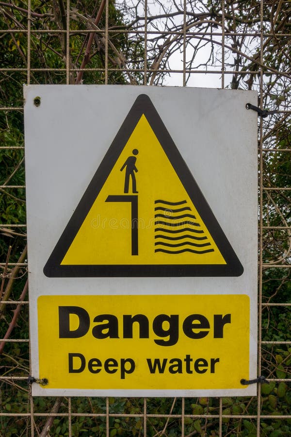 Danger Deep Water Warning Sign Stock Photo - Image of fence, risk ...