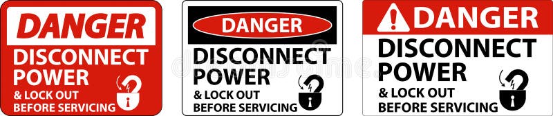 Danger Disconnect Power Label on White Background Stock Vector ...