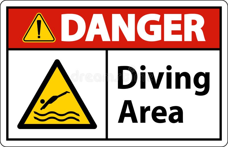 Danger Diving Area Hazard Sign on White Background Stock Vector ...