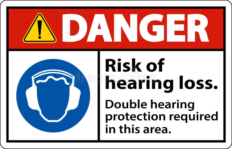 Danger Double Hearing Protection Sign On White Background Stock Vector