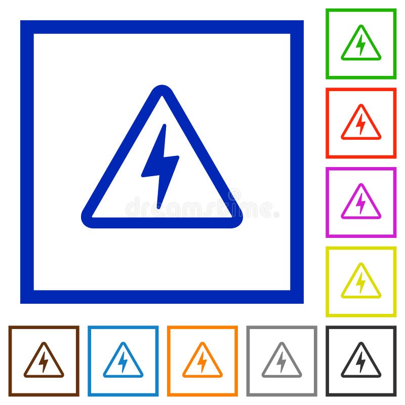 Danger Electrical Hazard Square Flat Multi Colored Icons Stock Vector ...