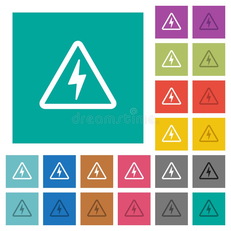Danger Electrical Hazard Square Flat Multi Colored Icons Stock Vector ...