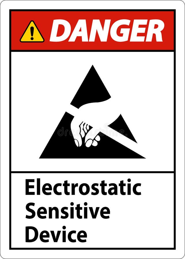 Danger Electrostatic Sensitive Device Sign on White Background Stock ...