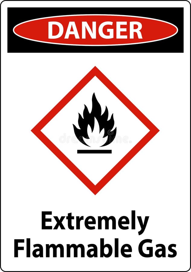 Danger Extremely Flammable Gas GHS Sign on White Background Stock ...