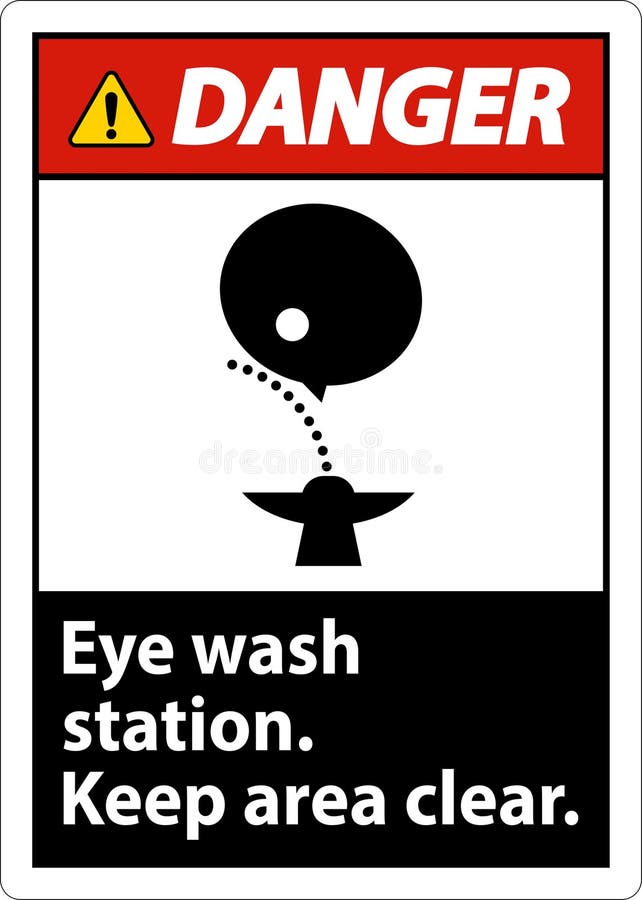 Danger Eye Wash Station Keep Area Clear Sign Stock Vector ...