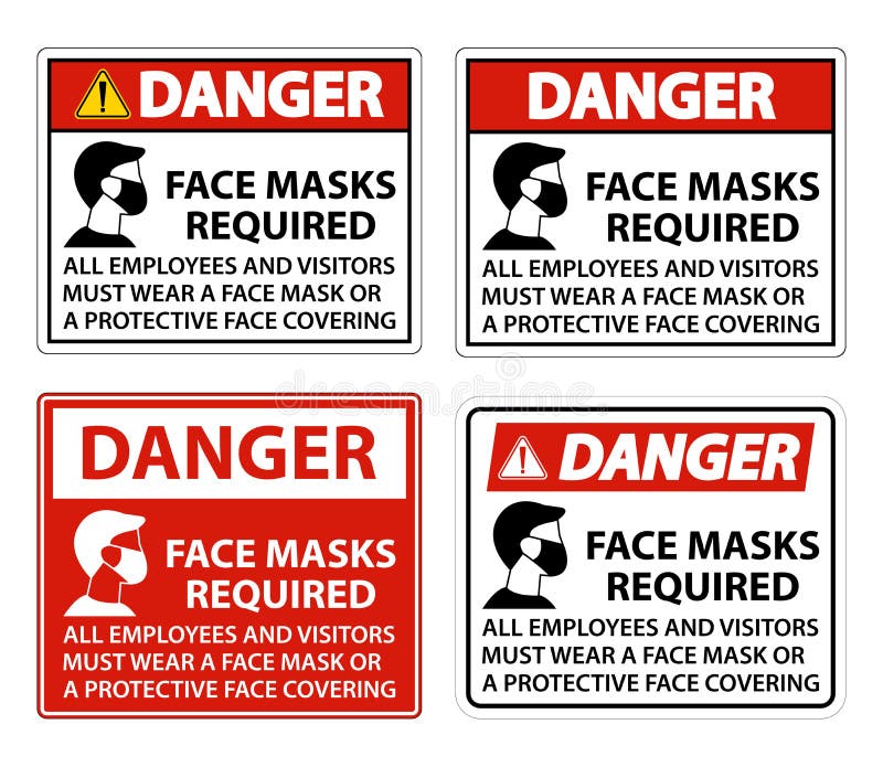 Danger Face Mask Required Symbol Sign,Vector Illustration, Isolated on ...