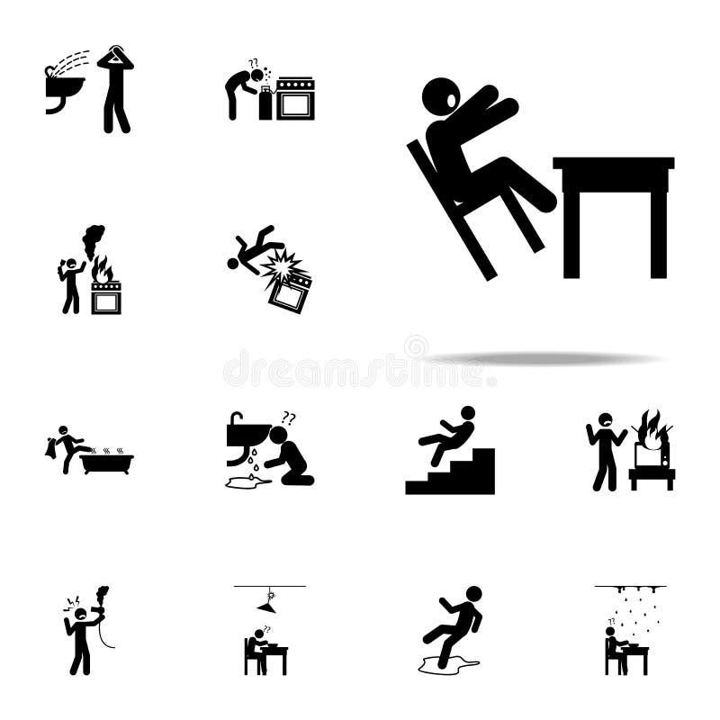 Danger, Fall Down Icon. Home Hazard and Safety Precaution Icons ...
