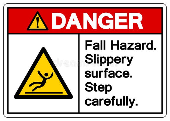 Danger Fall Hazard Slippery Surface Step Carefully Symbol Sign, Vector ...