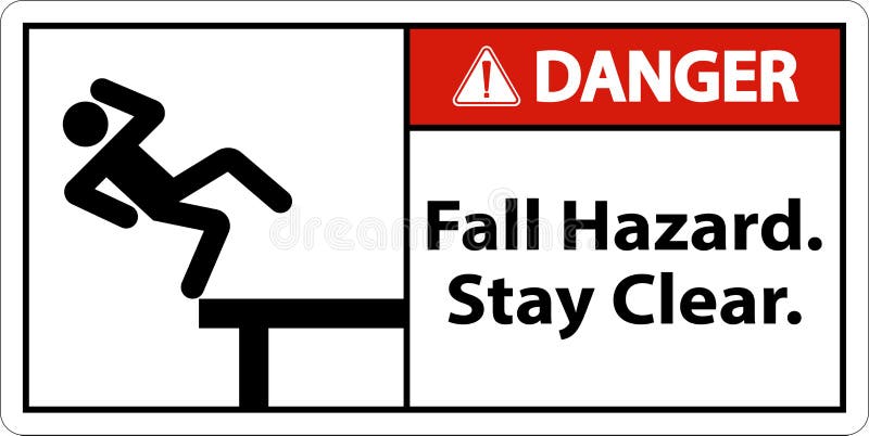 Danger Fall Hazard Beyond this Point Sign on White Background Stock ...