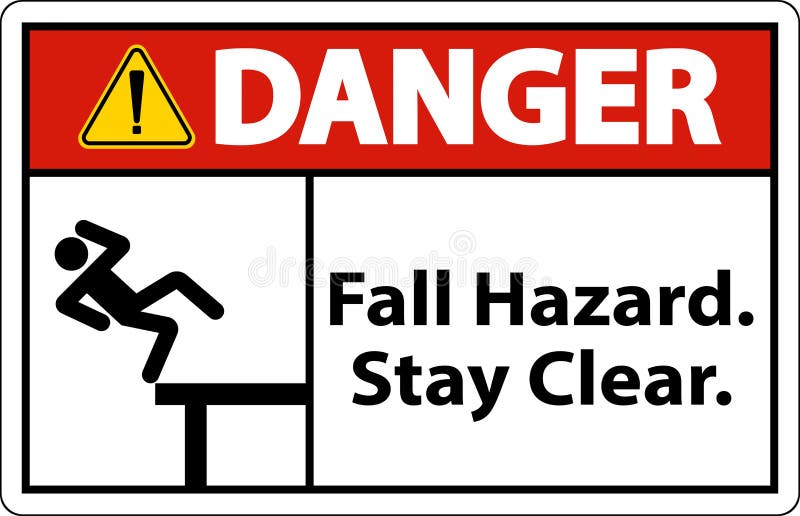 Danger Fall Hazard Beyond this Point Sign on White Background Stock ...