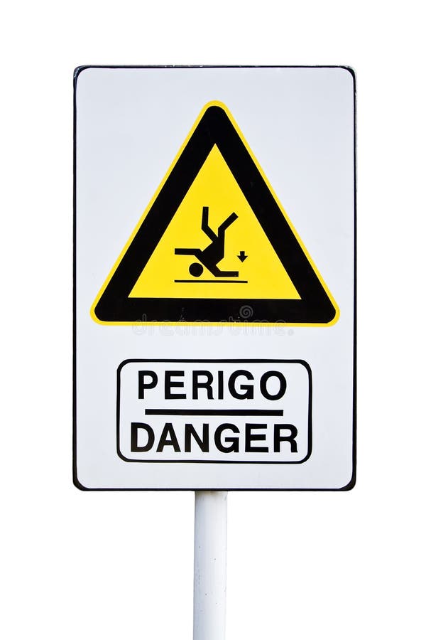 Danger of fall sign stock image. Image of falling, isolated - 7022409
