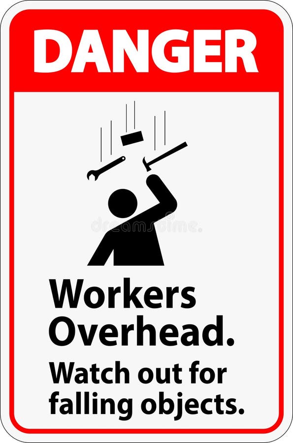 Danger Falling Debris Sign, Workers Overhead Falling Objects Stock ...