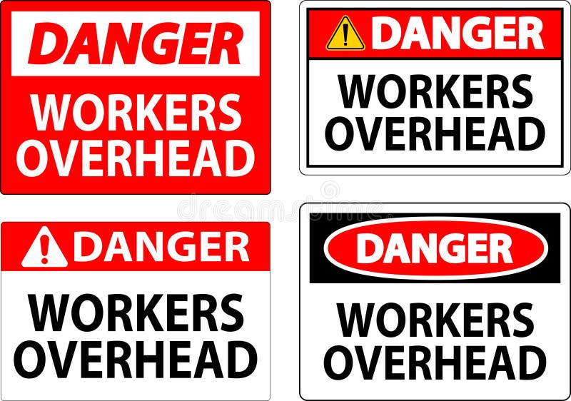 Danger Falling Debris Sign, Workers Overhead Falling Objects Stock ...