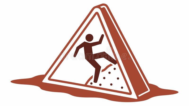 Danger of Falling from Height Warning Sign with a Person on a Cliff ...