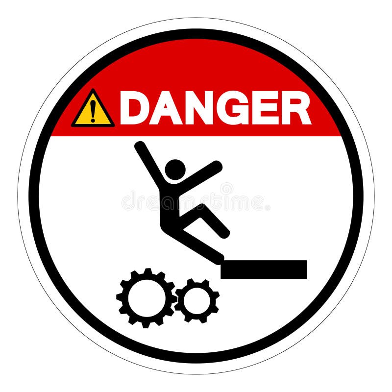 Danger Falling of Moving Machinery Hazard Symbol Sign, Vector ...