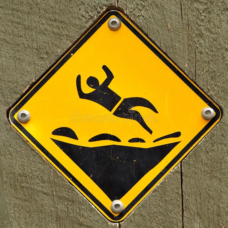 Danger: Falling Onto Rocky Surface Sign Stock Illustration ...