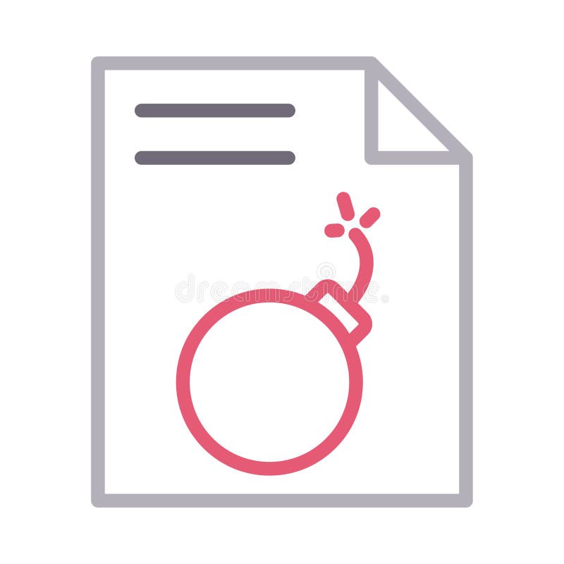Danger File Thin Line Color Vector Icon Stock Vector - Illustration of ...