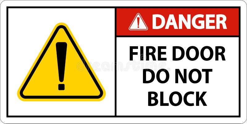 Danger Fire Door Do Not Block Sign on White Background Stock Vector ...