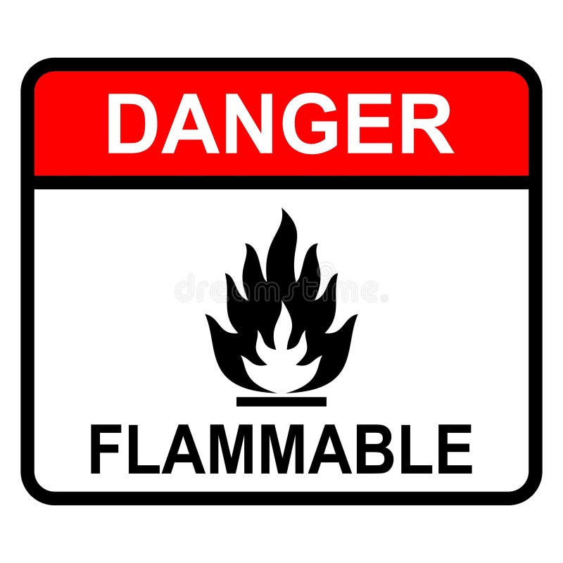 Danger Flammable Liquid Warning Sign with Blazing Fire Icon. Editable ...