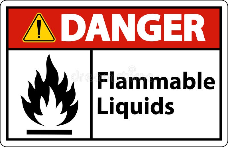 Danger Flammable Liquids Sign on White Background Stock Vector ...