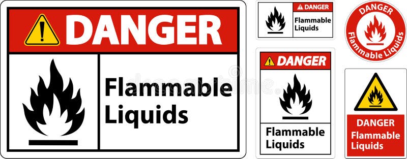 Danger Flammable Liquids Sign on White Background Stock Vector ...