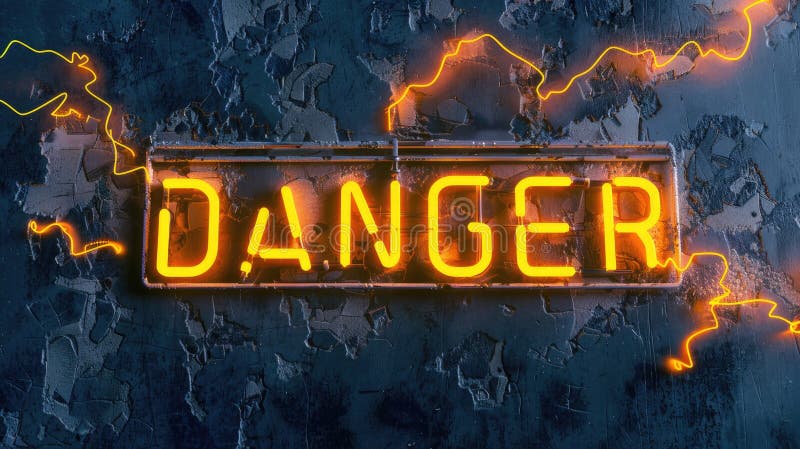 Danger Glowing Neon Sign AI Generated Stock Photo - Image of yellow ...